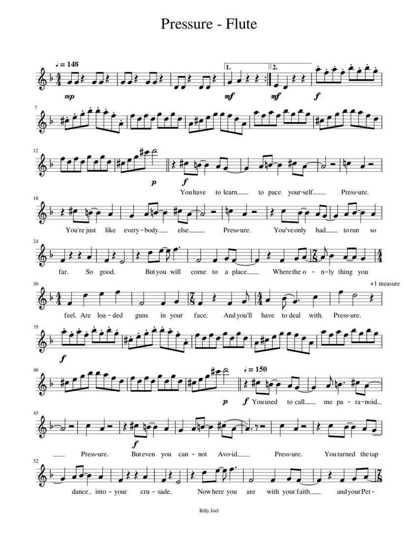 Pressure - Flute Sheet Music for Flute (Solo) | MuseScore.com
