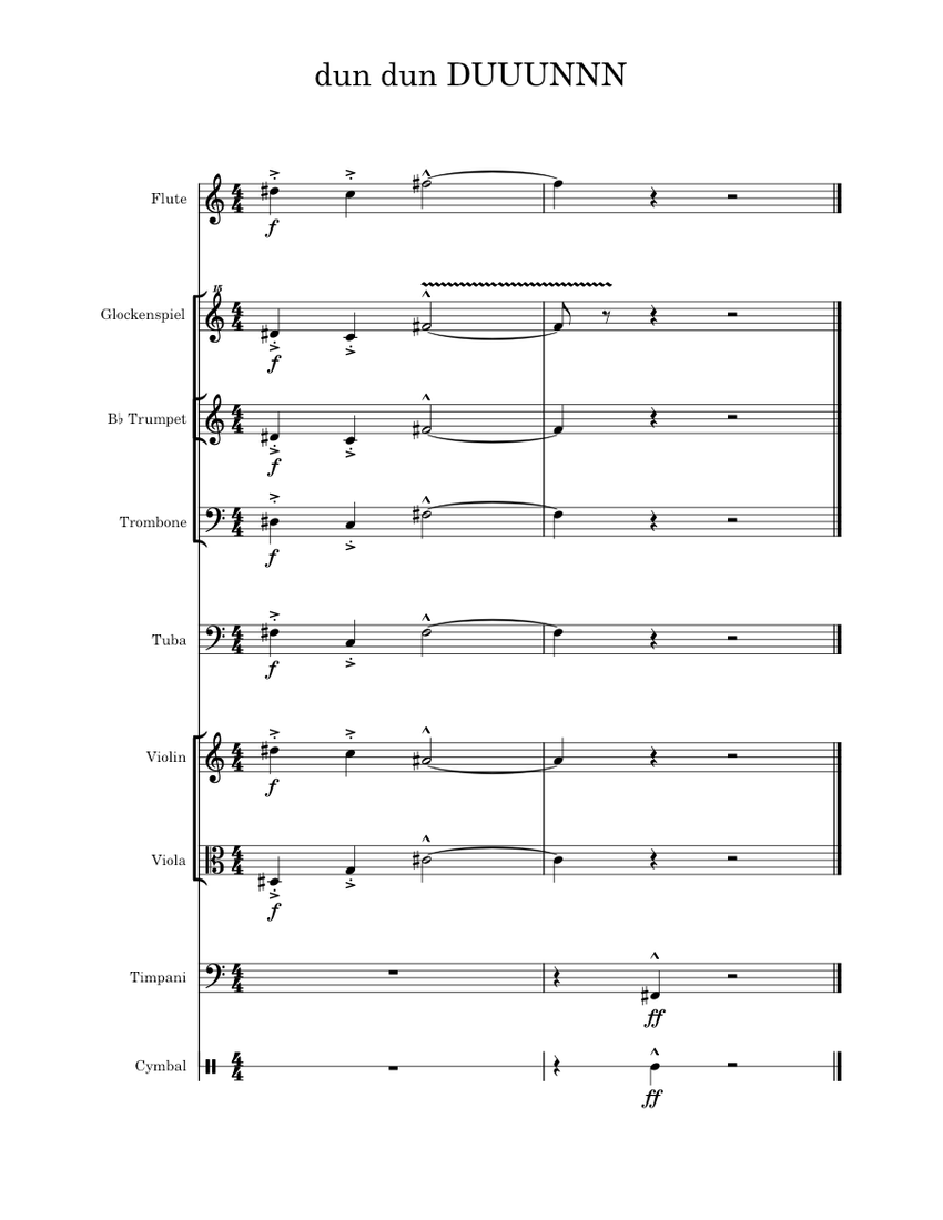 dun_dun_DUUUNNN Sheet Music for Trombone, Tuba, Flute, Trumpet in b ...