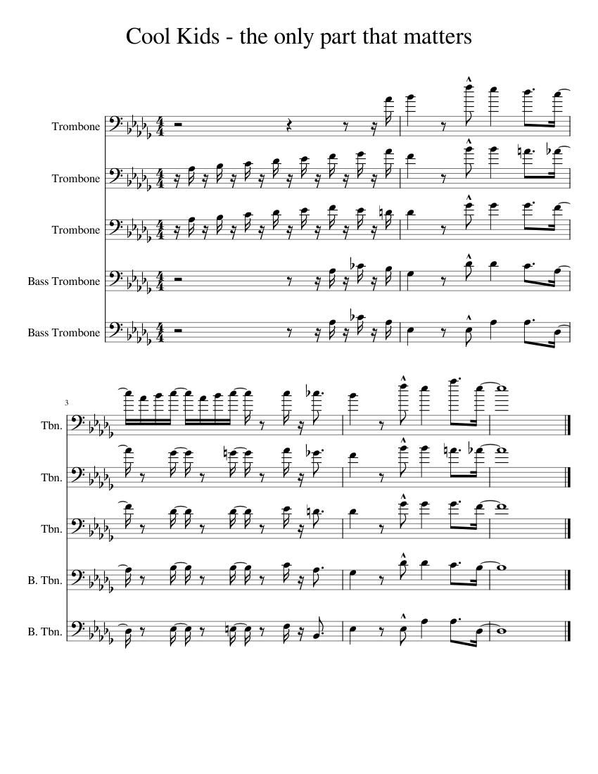 Cool Kids Short Lick Transcription Attempt Sheet music for Trombone ...