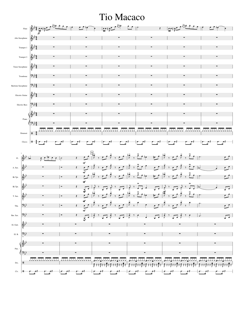 Tio Macaco - Snarky Puppy Sheet Music for Piano, Trombone, Flute ...