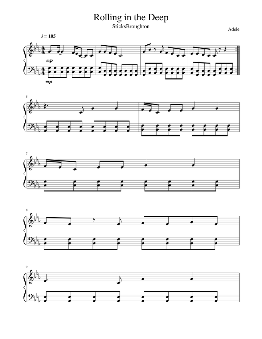 adele rolling in the deep chords