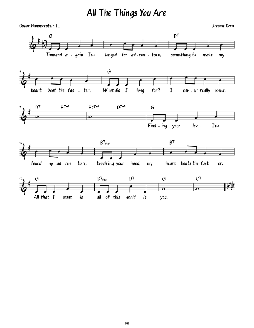 All the Things You Are (Lead sheet with lyrics ) Sheet Music with ...