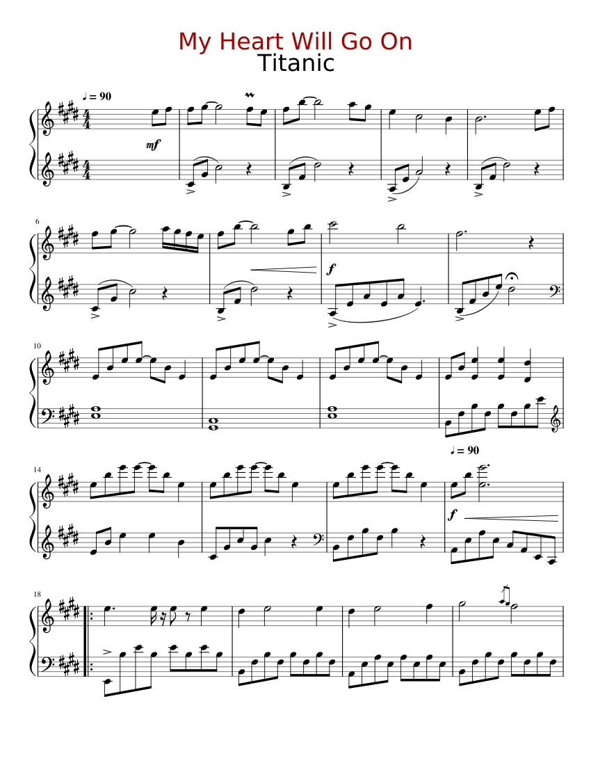 My Heart Will Go On - Titanic Sheet music for Piano (Solo) | Musescore.com