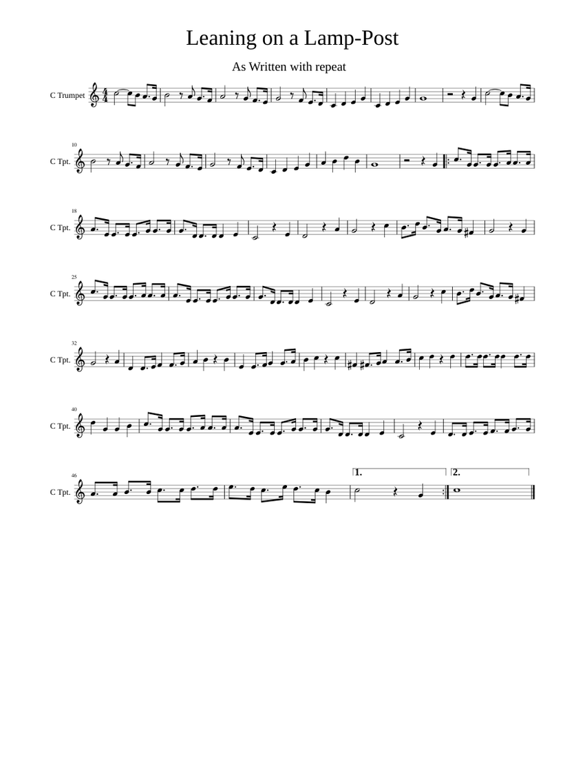 Leaning on a Lamp-Post Sheet Music for Trumpet other (Solo) | MuseScore.com