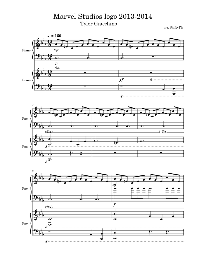 Marvel studios logo 2013-2014 – Tyler Giacchino Sheet music for Piano ...