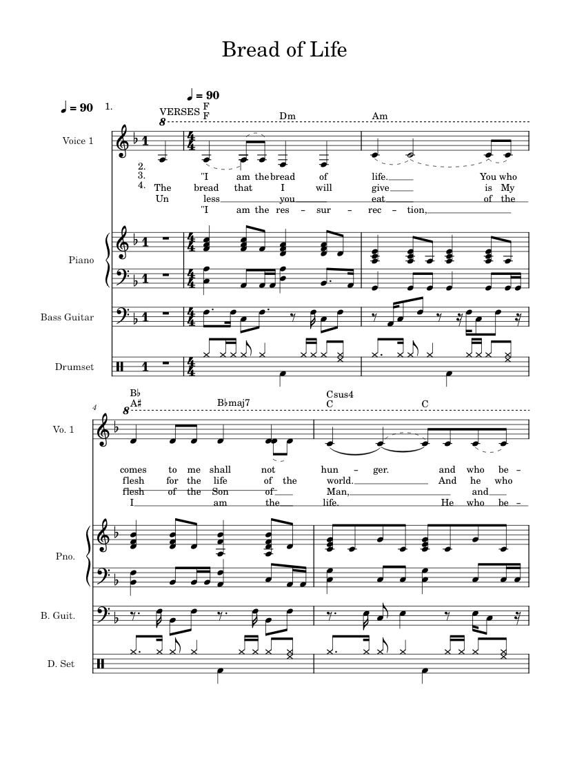 Bread Of Life Sheet music for Piano, Vocals, Bass guitar, Drum group ...