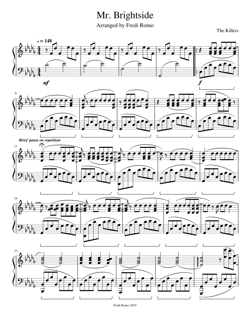 Mr. Brightside Sheet Music for Piano (Solo) | MuseScore.com