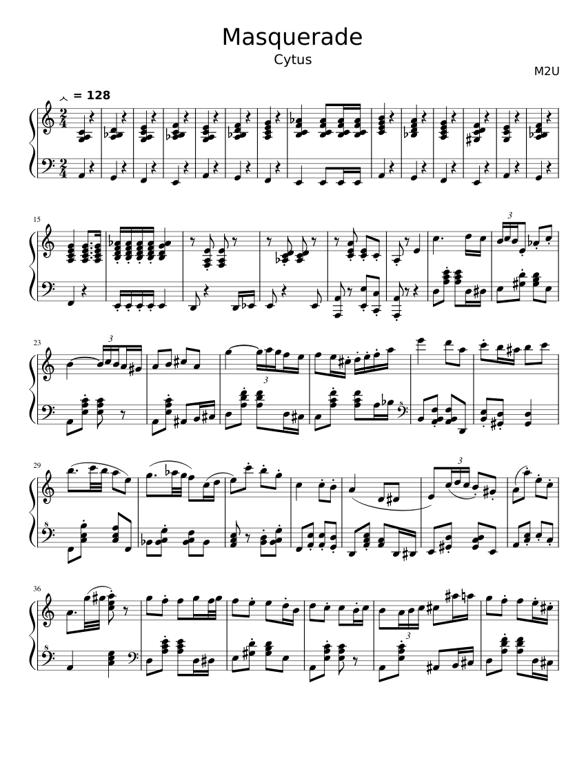 Masquerade Sheet music for Piano (Solo) | Musescore.com