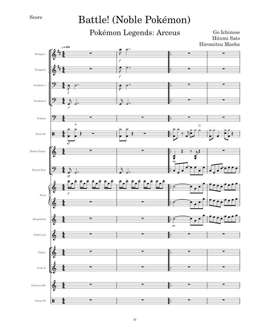 Battle! (Noble Pokémon) (Pokémon Legends: Arceus) - Transcribed Score ...