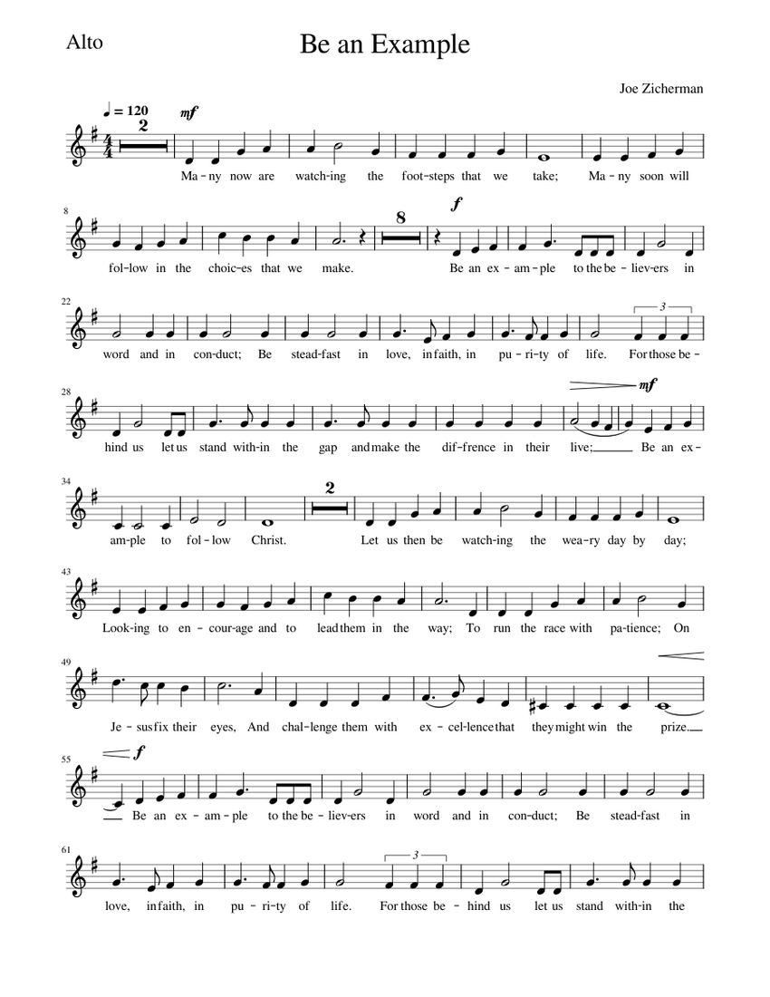 Be an Example - Alto Sheet Music for Piano (Solo) Easy | MuseScore.com