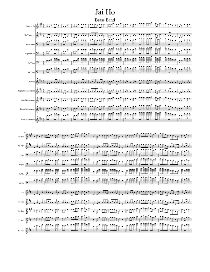 Jai_Ho Sheet music for Trombone, Euphonium, Tuba, Saxophone alto & more ...