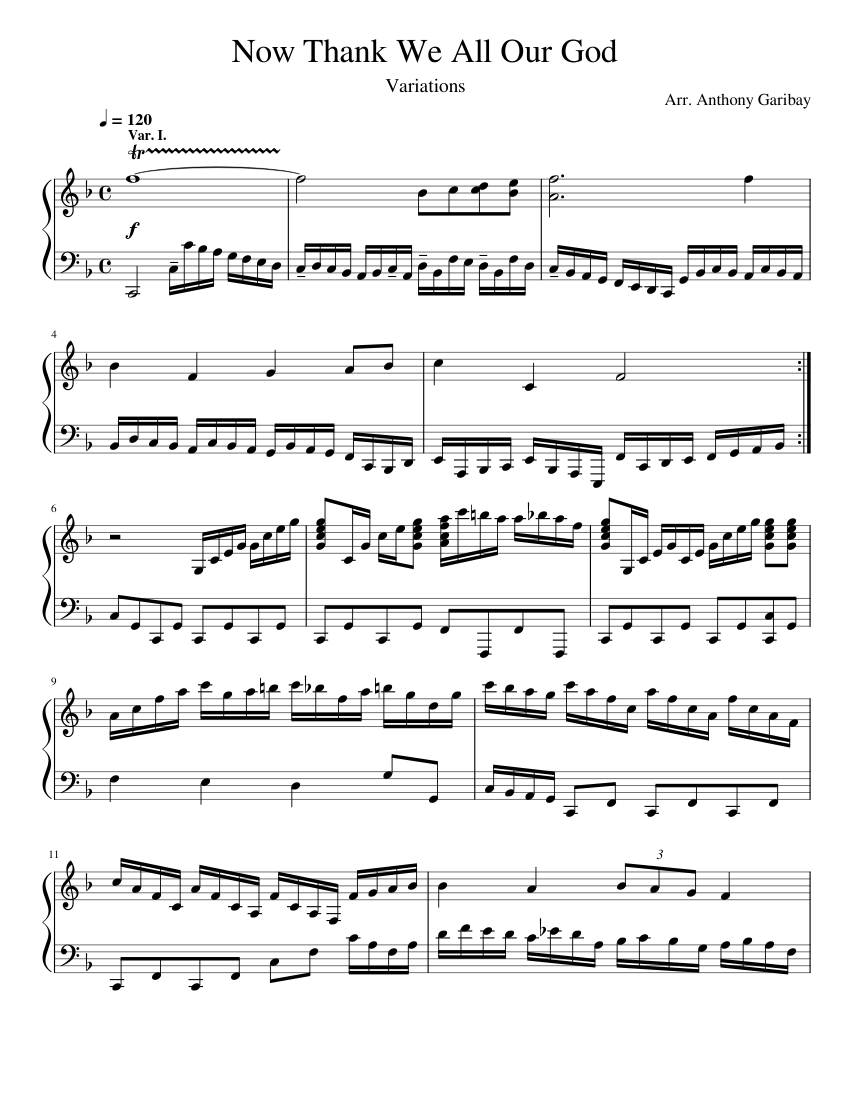 Now Thank We All Our God Sheet music for Piano (Solo) | Musescore.com