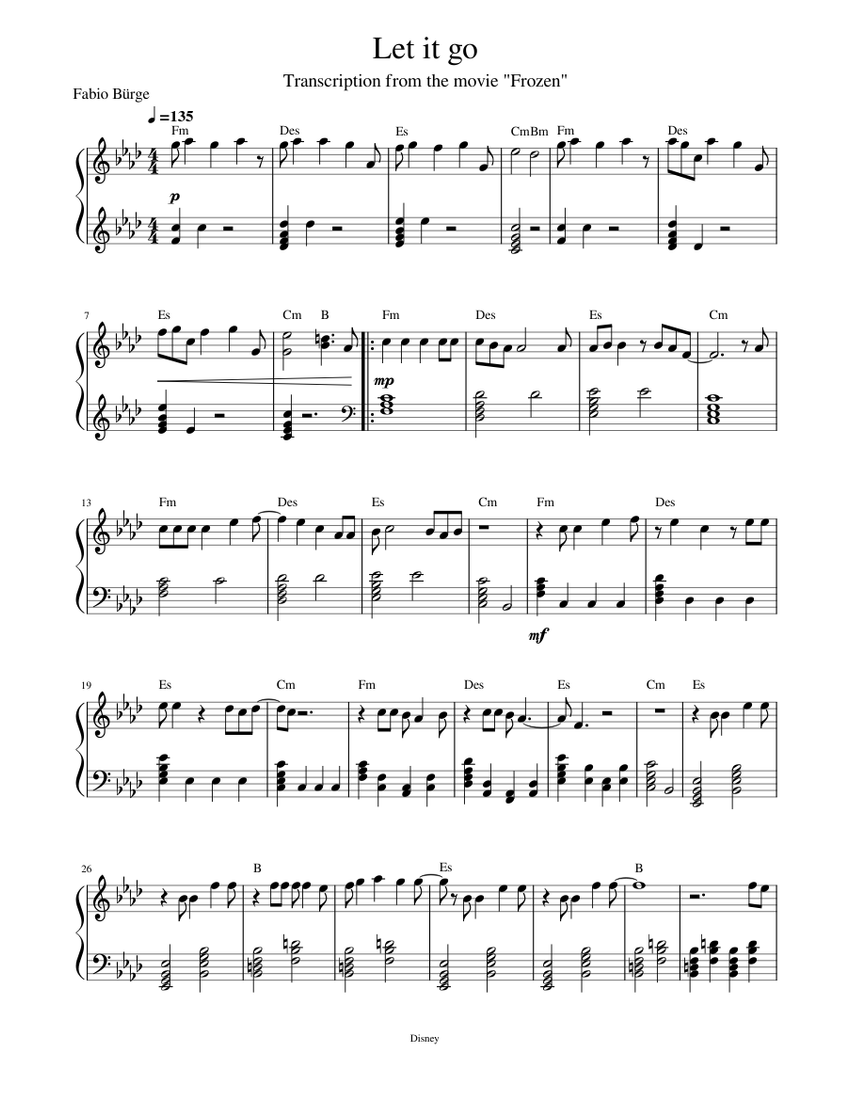 Let it go Sheet music for Piano (Solo) | Musescore.com
