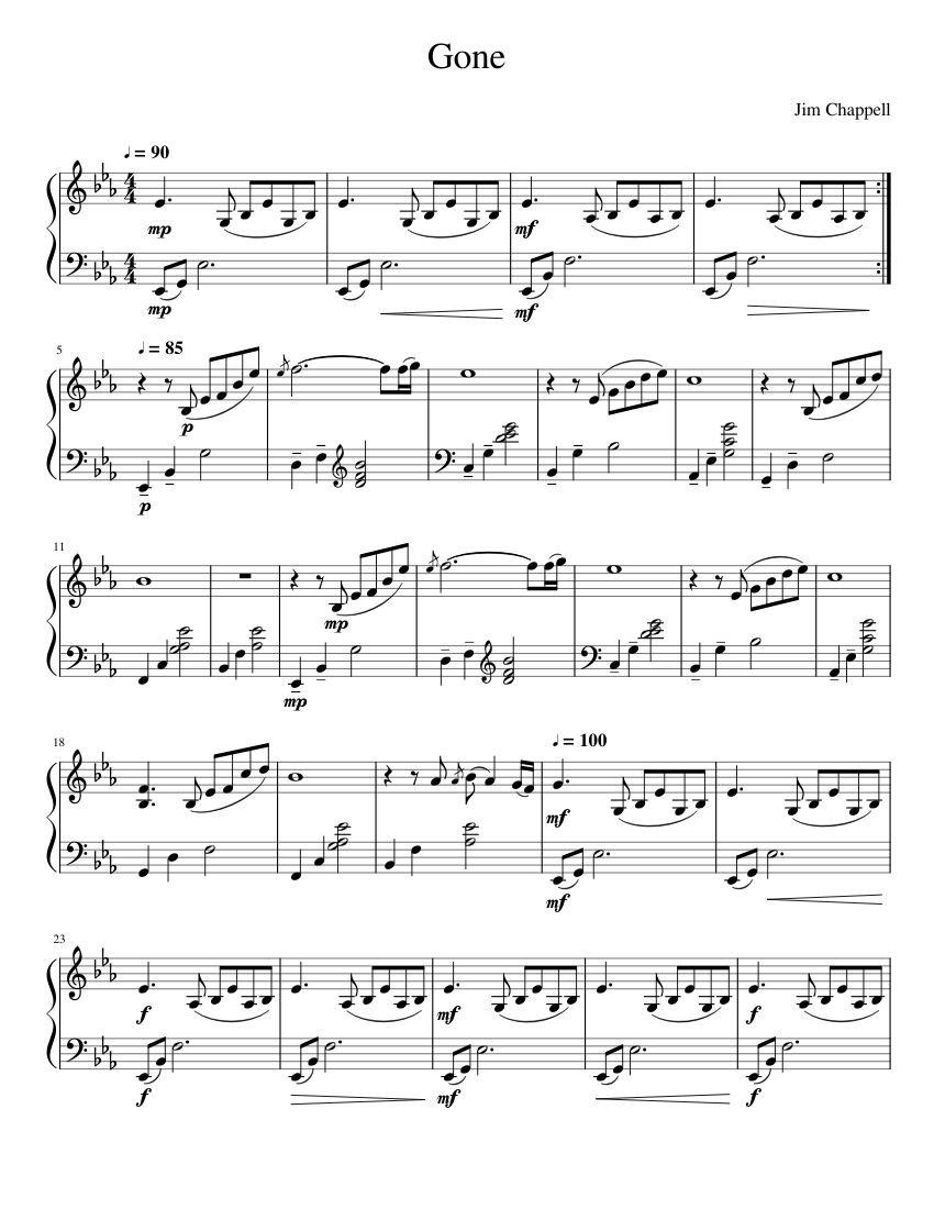 Gone Sheet Music for Piano (Solo) | MuseScore.com