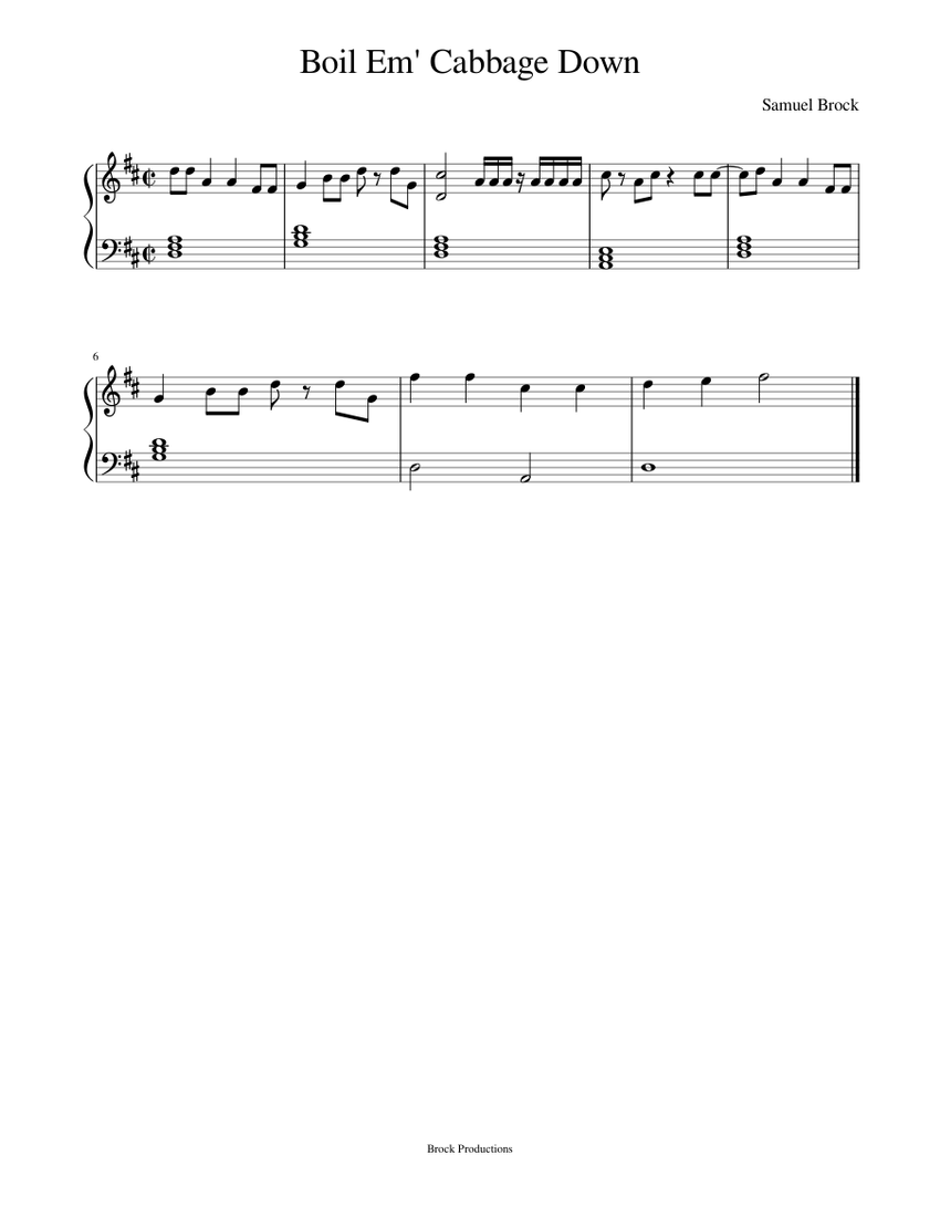 Boil Em' Cabbage Down Sheet music for Piano (Solo) Easy | Musescore.com
