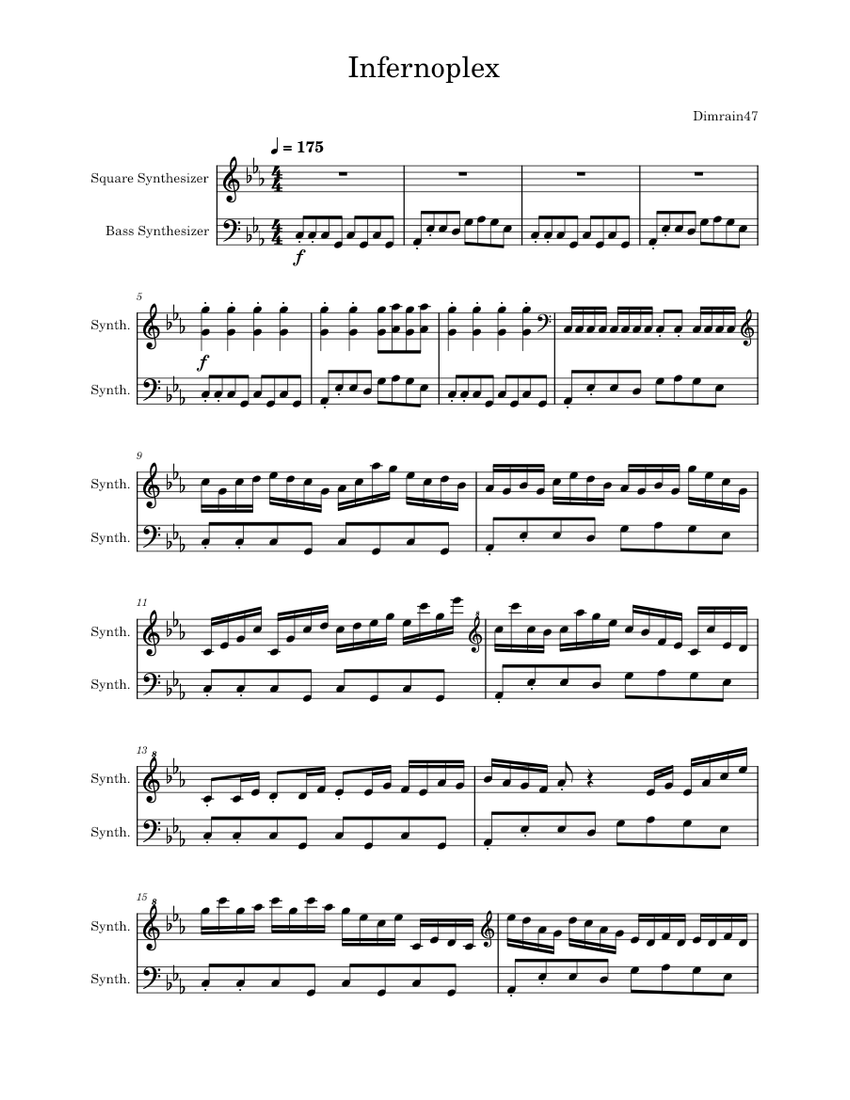 Infernoplex Sheet Music for Bass guitar, Synthesizer (Mixed Duet ...
