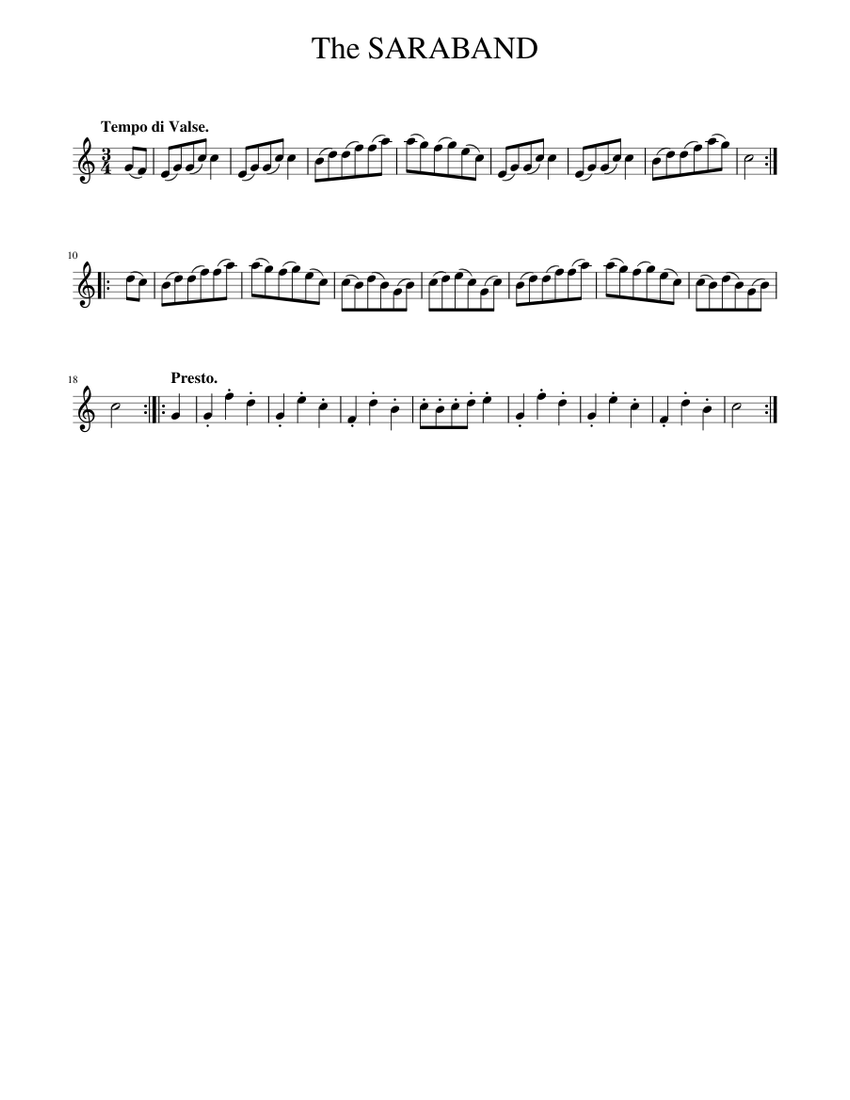 The SARABAND Sheet music for Piano (Solo) Easy | Musescore.com