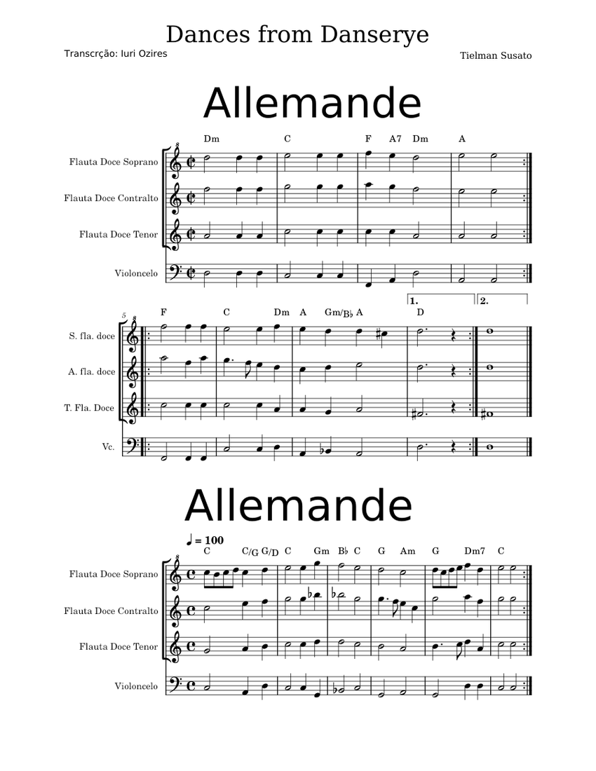 Danserye – Tielman Susato Dances from Danserye Sheet music for Cello ...