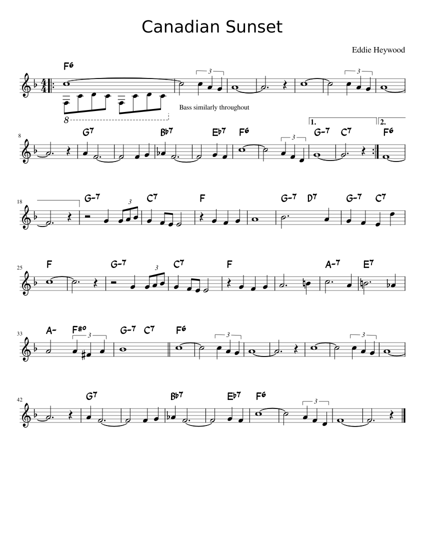 Canadian_Sunset Sheet music for Piano (Solo) Easy | Musescore.com
