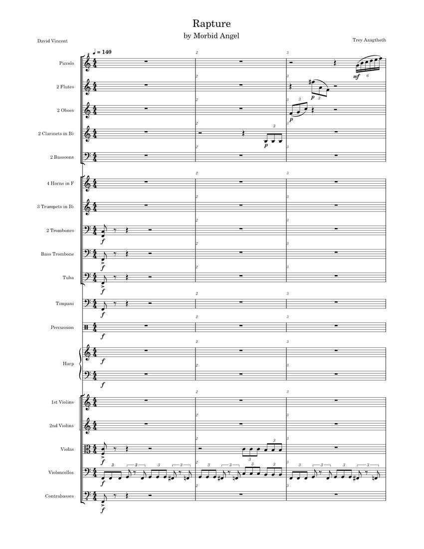 Rapture – Morbid Angel Sheet music for Trombone, Tuba, Trombone bass, Flute piccolo & more ...