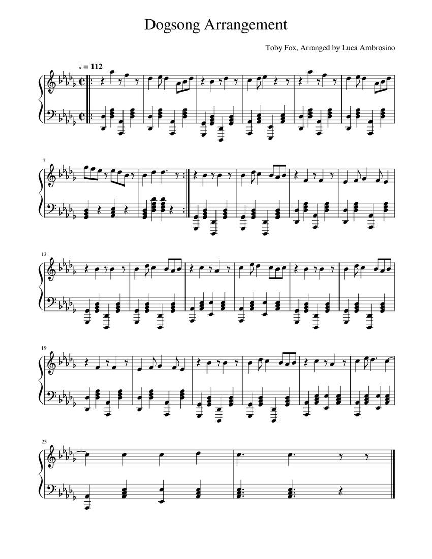 Undertale Dogsong Piano Arrangement Sheet music for Piano (Solo) Easy ...