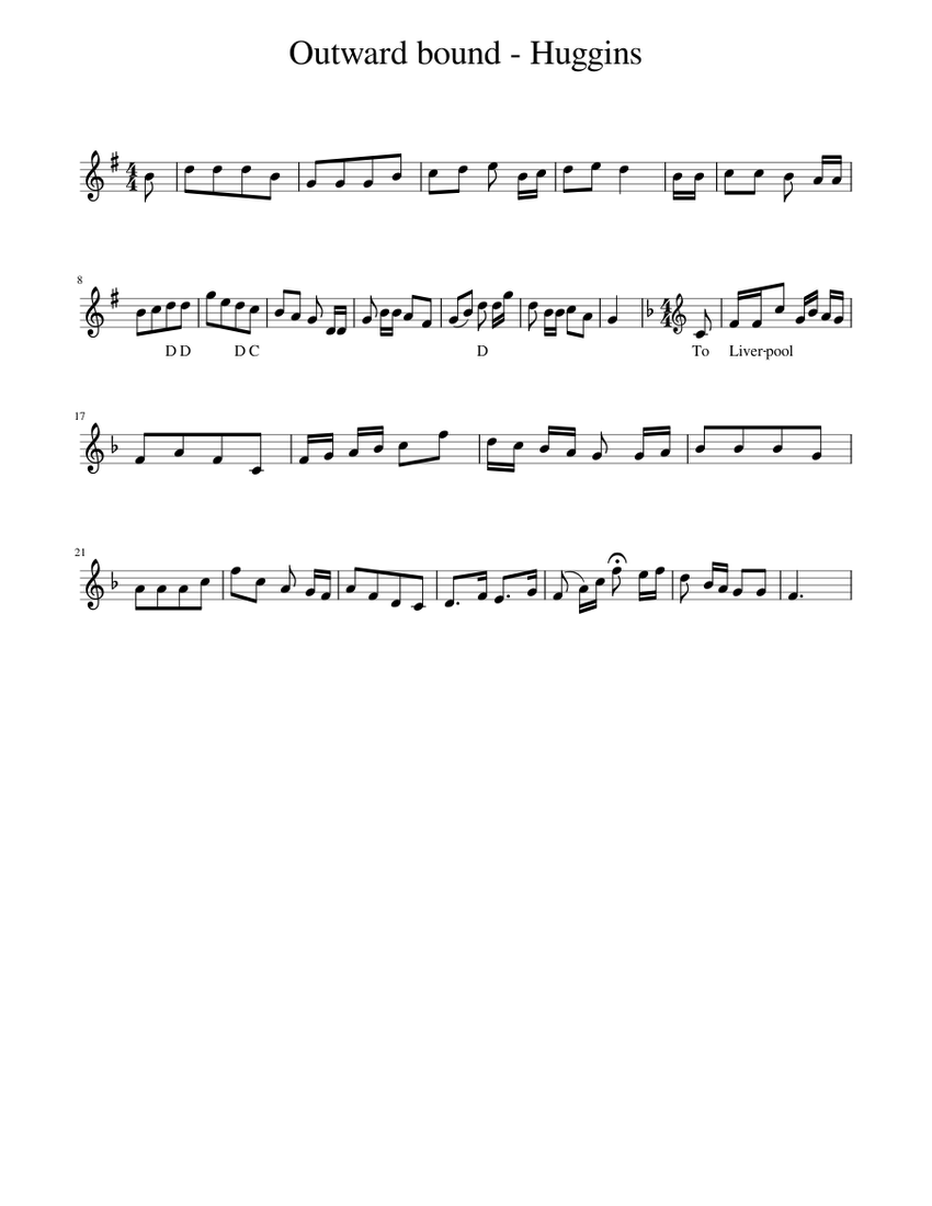Outward bound - Huggins Sheet music for Piano (Solo) Easy | Musescore.com