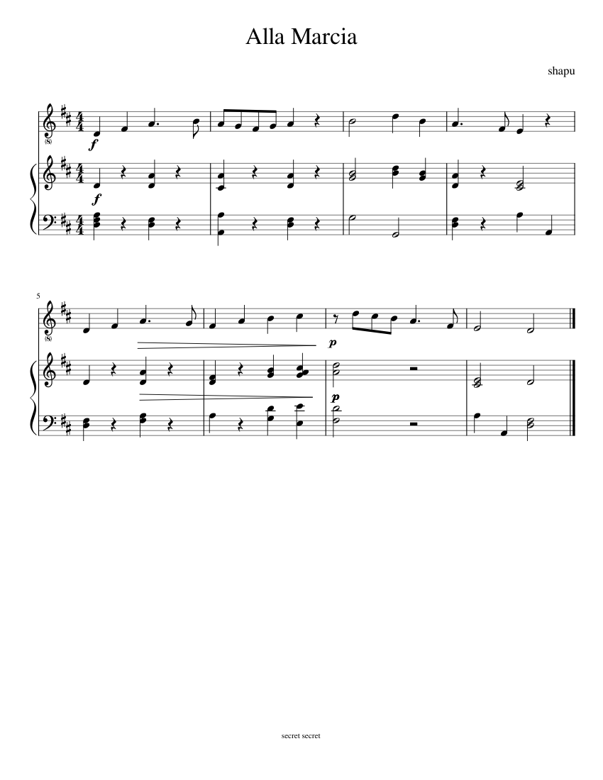 Alla Marcia - Siber Sheet music for Piano, Vocals (Choral) | Musescore.com
