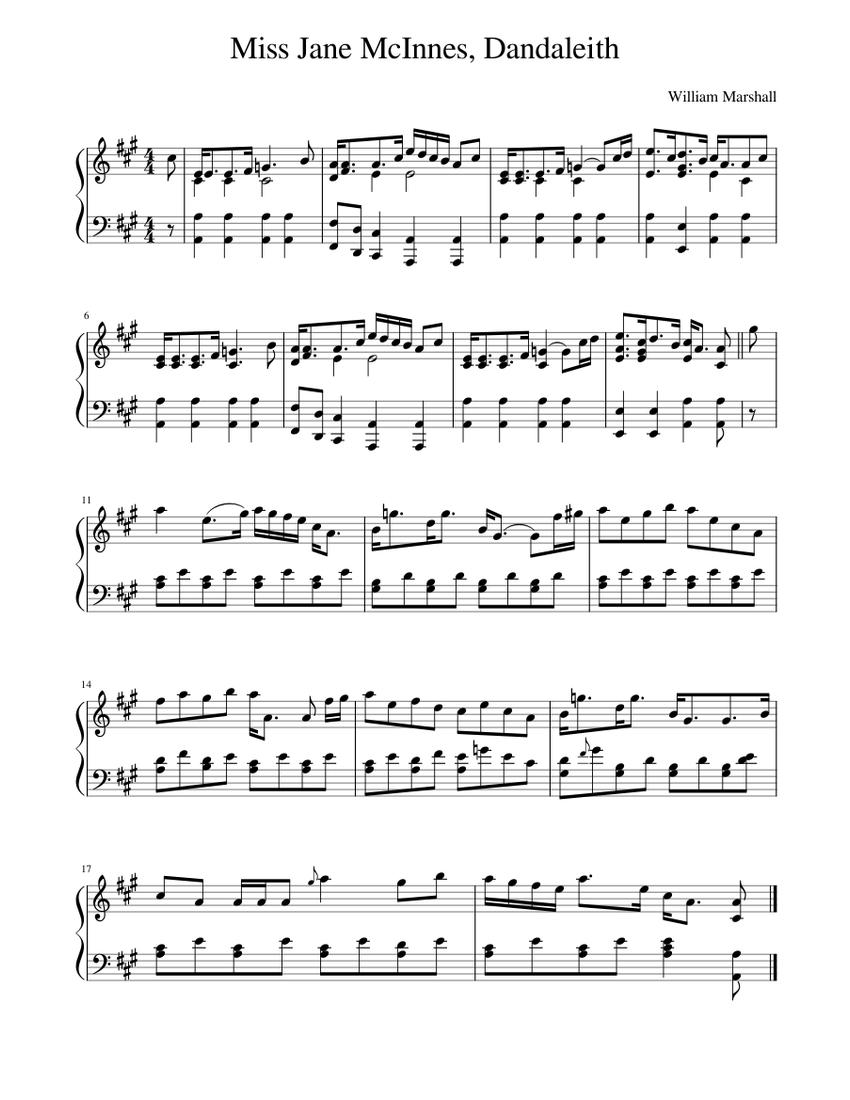 William Marshall - Miss Jane McInnes, Dandaleith Sheet music for Piano ...