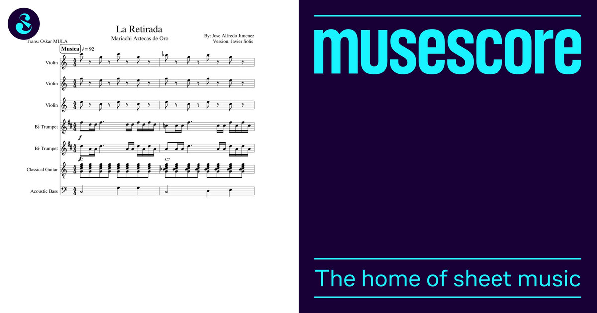 La Retirada Sheet Music for Trumpet in b-flat, Violin, Guitar, Bass ...