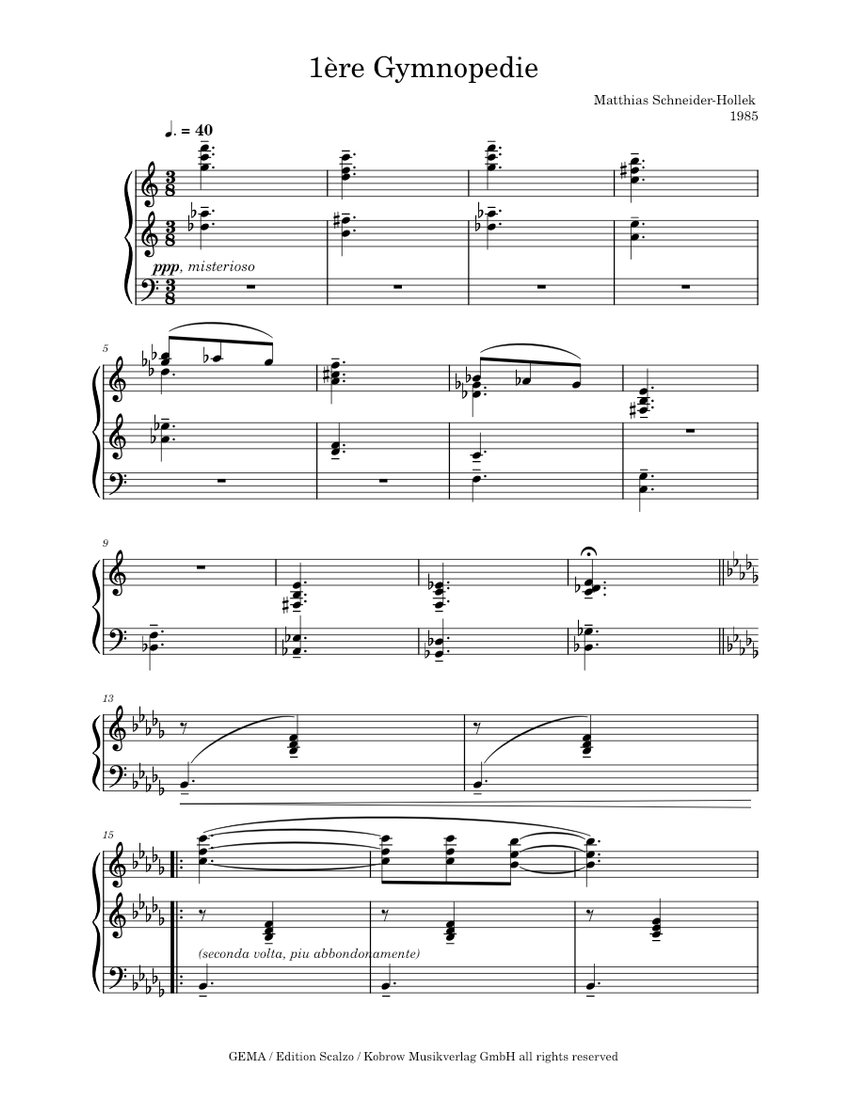 1ère_Gymnopedie Sheet music for Piano (Solo) | Musescore.com