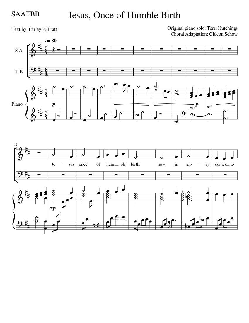 Jesus, Once of Humble Birth Sheet music for Piano, Vocals (SATB ...