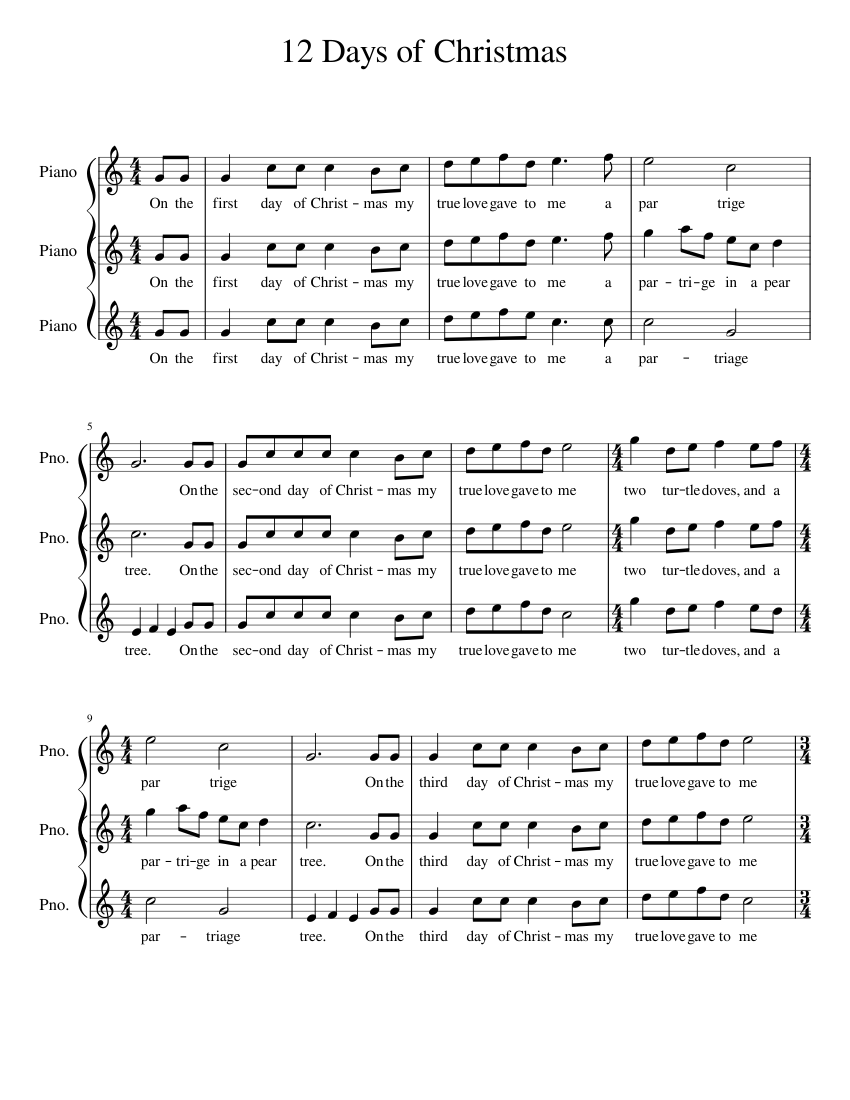 12_Days_of_Christmas Sheet music for Piano (Mixed Trio) | Musescore.com