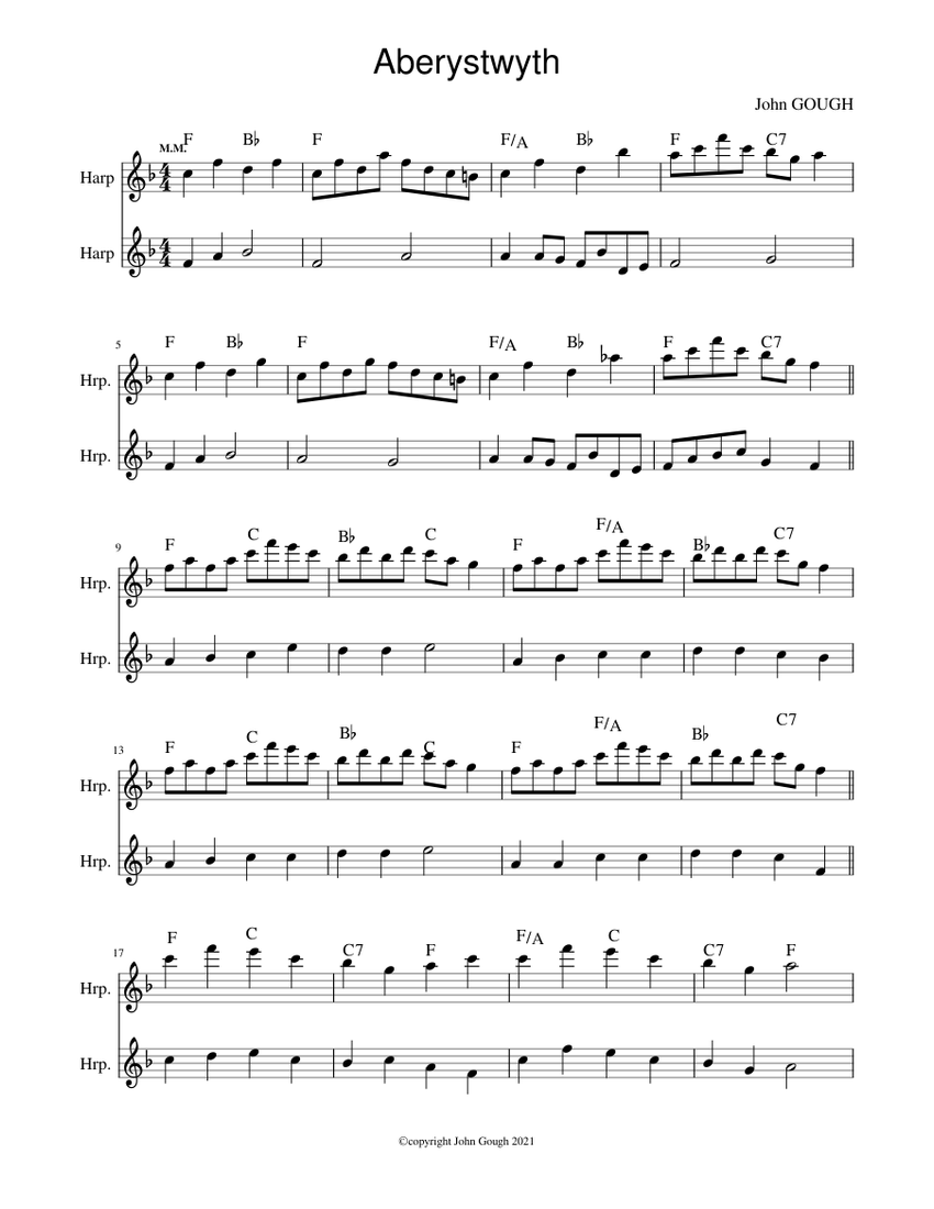 Aberystwyth - Celtic Tune for harps, Irish and Welsh Sheet music for ...