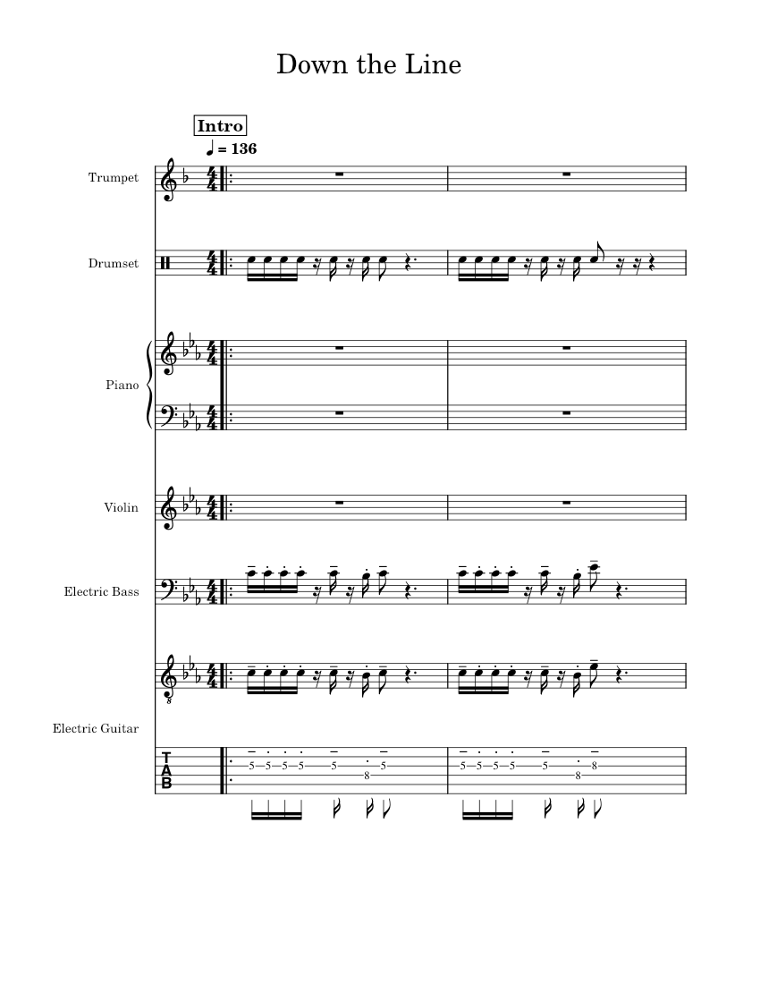 Down the Line Sheet music for Piano, Violin, Guitar, Bass guitar & more ...