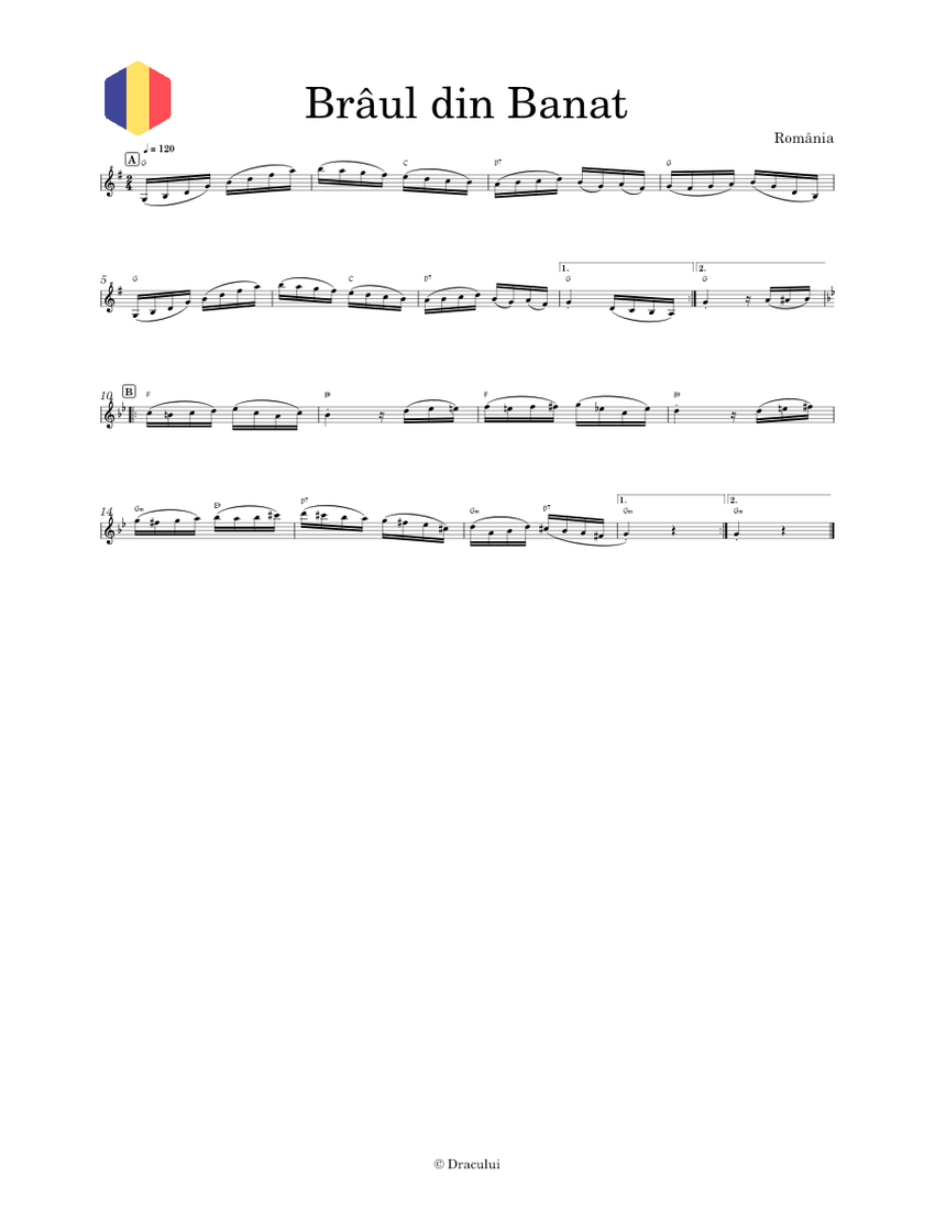 Braul din Banat Sheet music for Recorder (Concert Band) | Musescore.com
