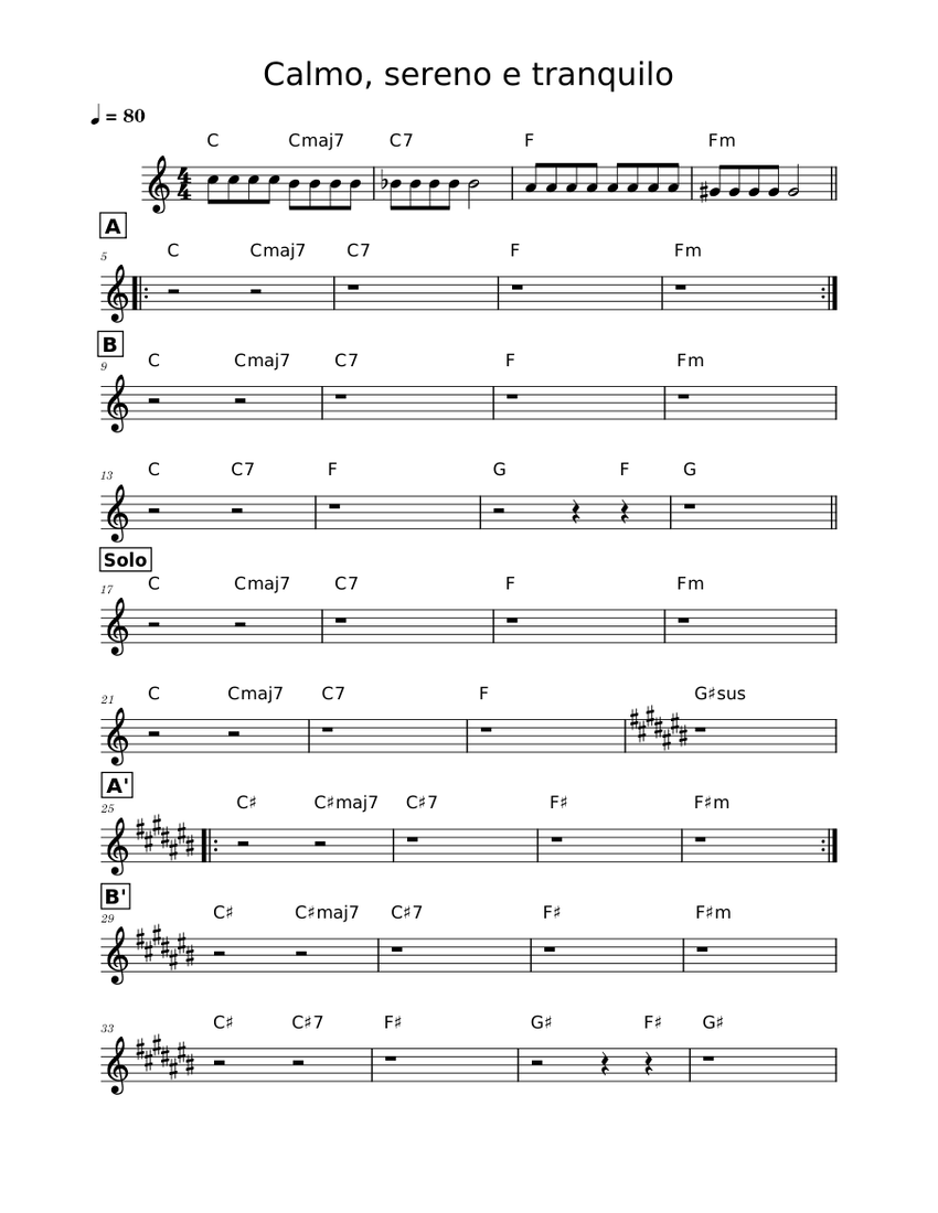 Calmo sereno e tranquilo – Grupo Elo Calmo, sereno e tranquilo Sheet ...