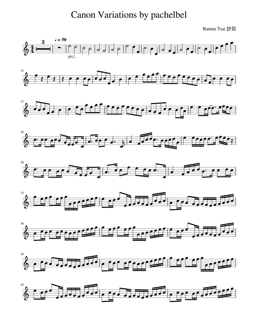 Canon Variations by pachelbel 20201212 1314 Sheet music for Piano (Solo ...