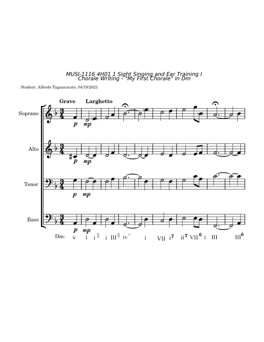 Chorale Writing - MUSI1116 - Version 01 Sheet music for Soprano, Alto ...