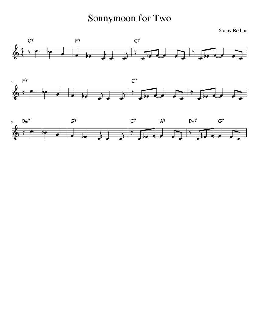 Sonnymoon For Two - Sonny Rollins Sheet Music with Chords for Piano ...