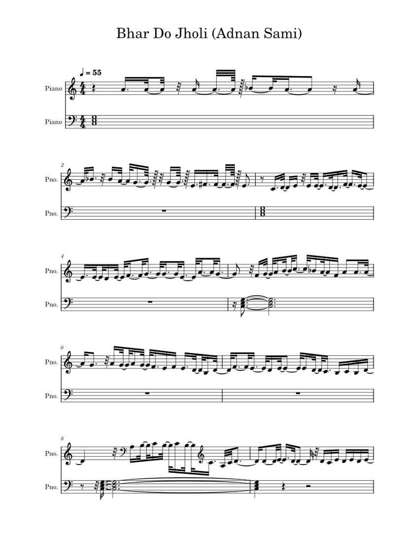 Bhar do jholi meri – Adnan Sami Sheet Music for Piano (Solo ...