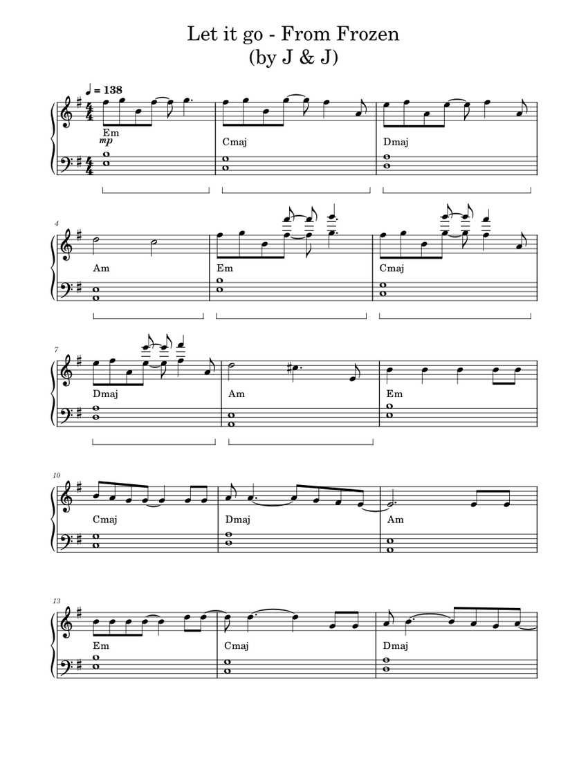 Let It Go Piano Chords