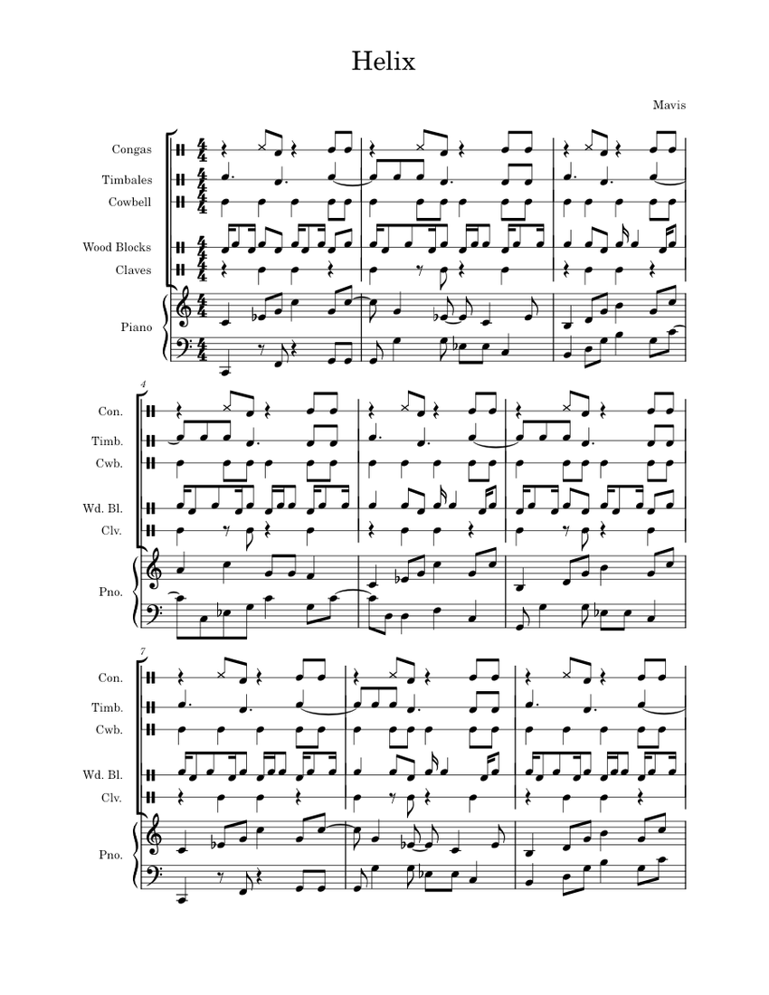 Styx helix – MYTH & ROID Helix Sheet music for Piano, Woodblock, Claves ...