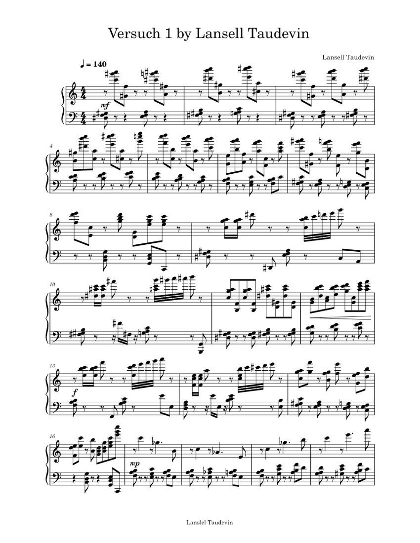 Versuch_1_by_Lansell_Taudevin Sheet music for Piano (Solo) | Musescore.com