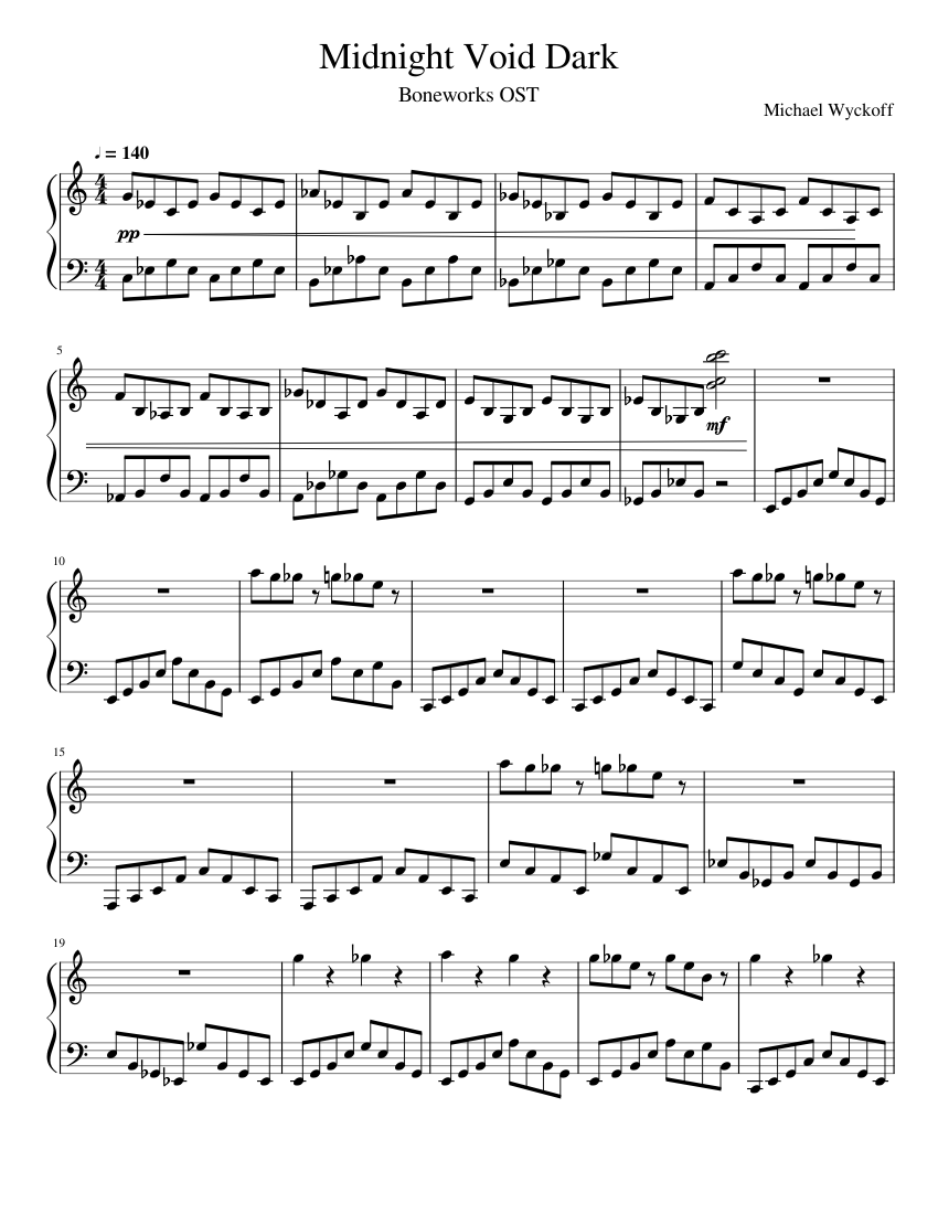 Boneworks - Midnight Void Dark Sheet Music for Piano (Solo) easy ...