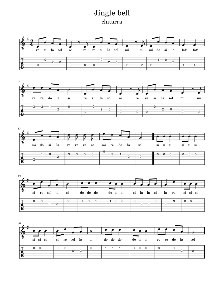 Jingle Bells – James Pierpont Sheet music for Guitar (Solo) | Musescore.com