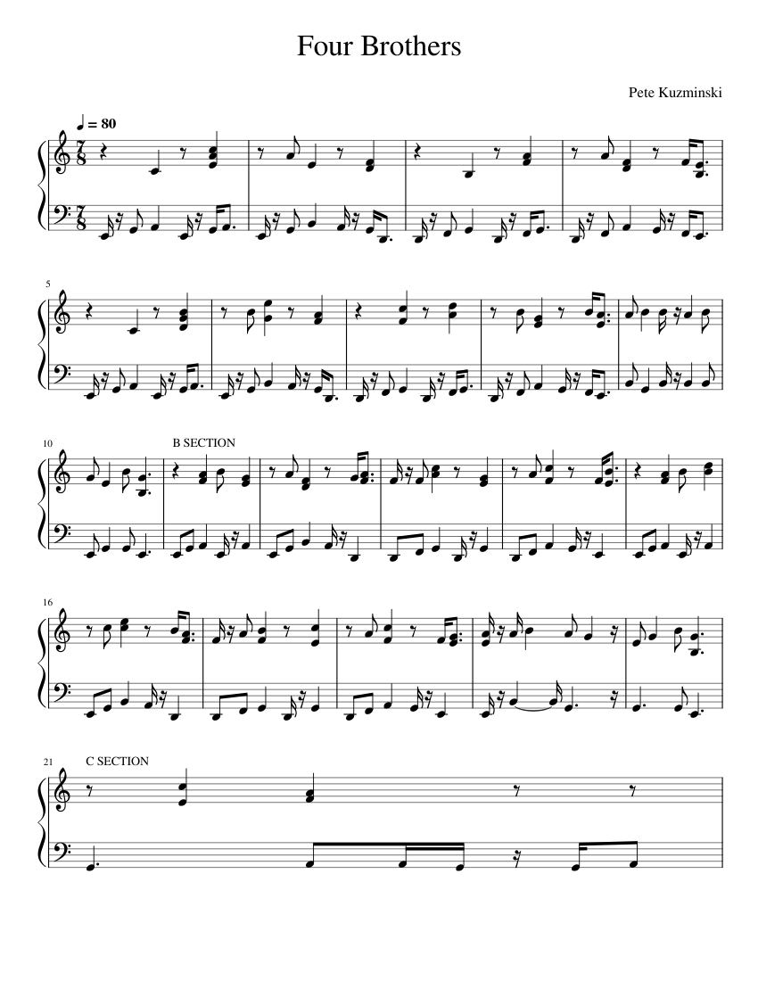 Four Brothers Sheet music for Piano (Solo) | Musescore.com