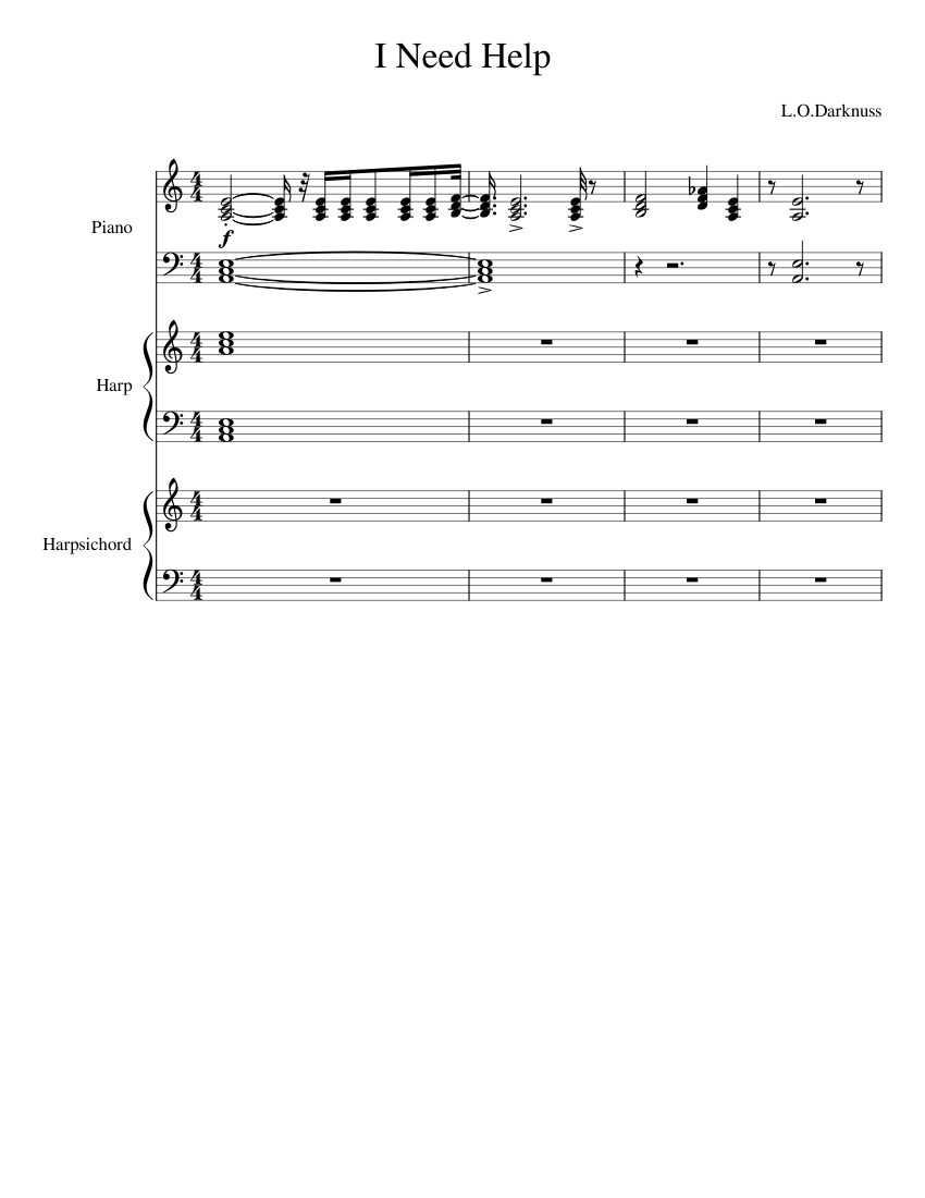 I Need Help Sheet music for Piano, Harpsichord, Harp (Mixed Trio ...