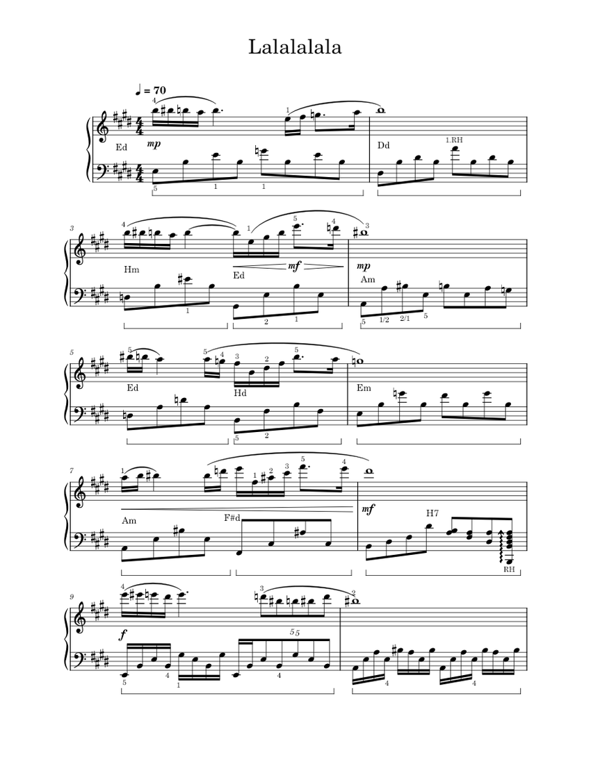 Lalalalala Sheet music for Piano (Solo) | Musescore.com