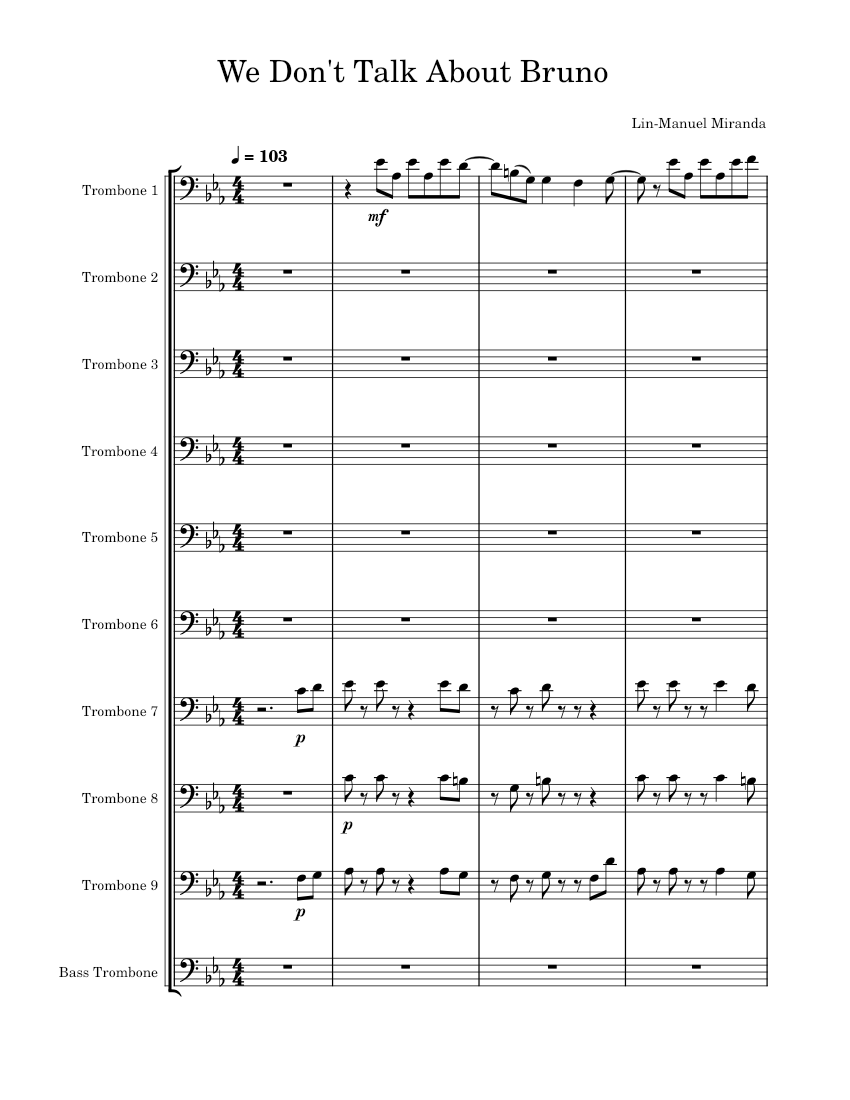 We Don't Talk About Bruno – Lin-Manuel Miranda Sheet music for Trombone ...