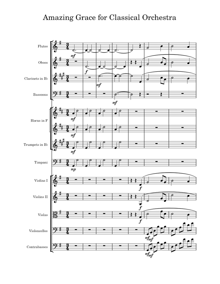 Amazing Grace – Misc Praise Songs Amazing Grace for Classical Orchestra ...